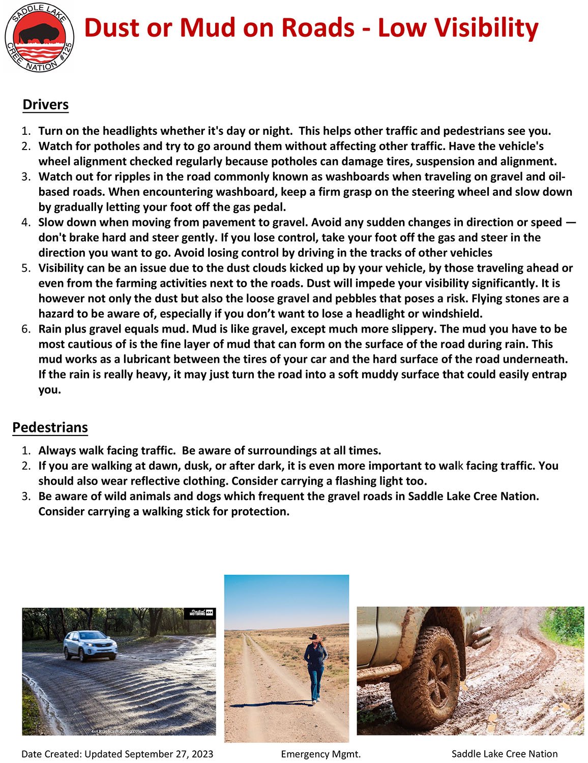 Dusty Road Safety - Saddle Lake Cree Nation